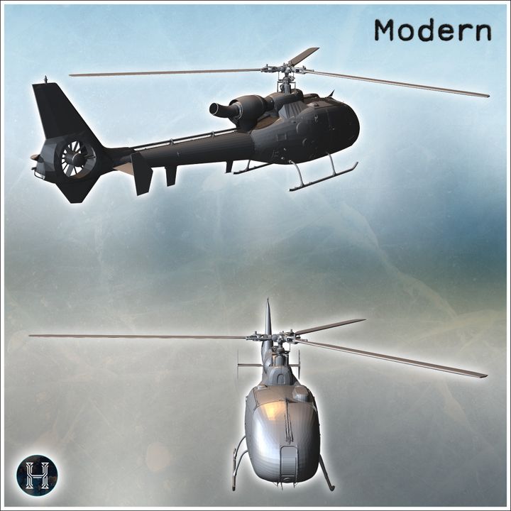 3D Printable Sud-Aviation SA340/341/342 Gazelle French helicopter (3 ...