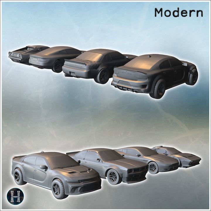 3D Printable Set of modern sport cars (Aston Martin DB9, Cadillac CTS ...