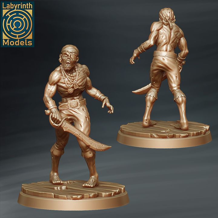 3D Printable Sea Zombies - 32mm scale by Labyrinth Models