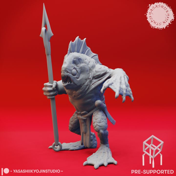 3D Printable Kuo-toa - Spear - Tabletop Miniature (Pre-Supported) by ...