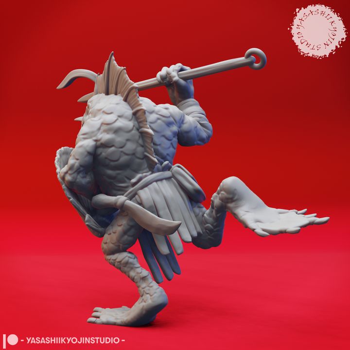 3D Printable Kuo-toa - Trident - Tabletop Miniature (Pre-Supported) by ...