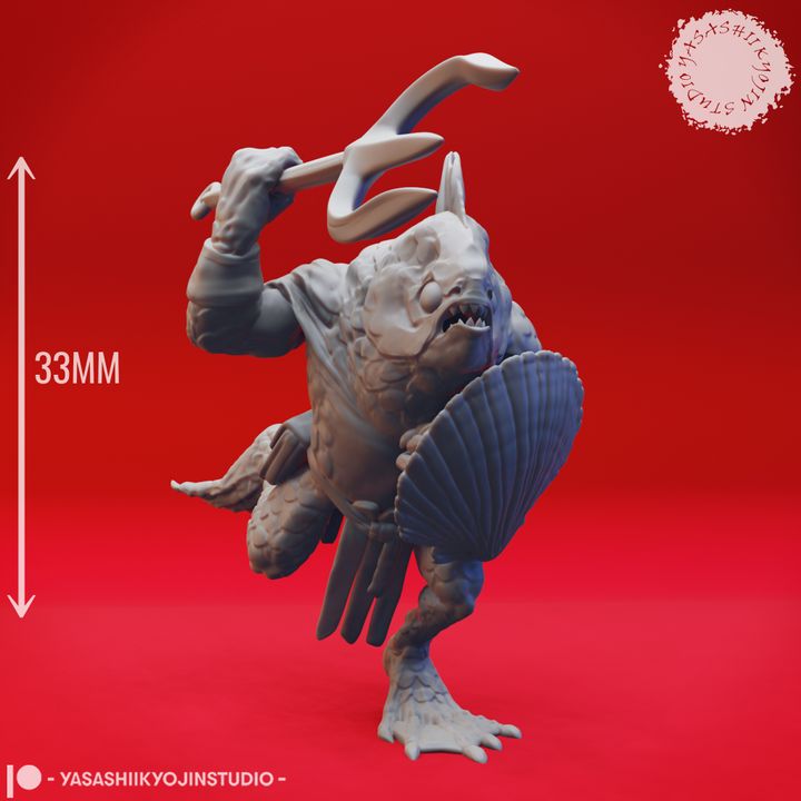 3D Printable Kuo-toa - Trident - Tabletop Miniature (Pre-Supported) by ...