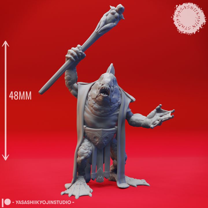 3D Printable Kuo-toa - Archpriest - Tabletop Miniature (Pre-Supported ...