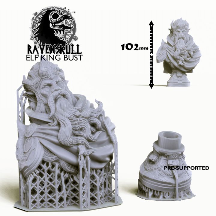 3D Printable Elf King Bust by Ravenskull