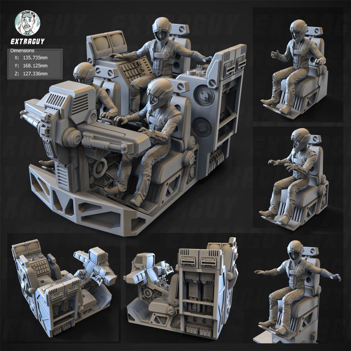 3D Printable Macaroni 2 Pilots in Cockpit 100mm and 32mm by Extra Guy