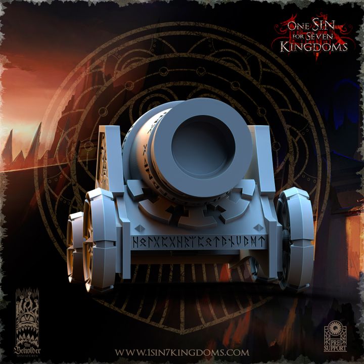 3D Printable Dwarven Kingdoms Thunder Cannon by The Beholder Miniatures