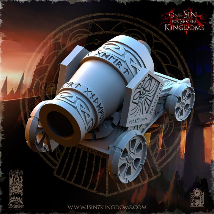 3D Printable Dwarven Kingdoms Thunder Cannon by The Beholder Miniatures