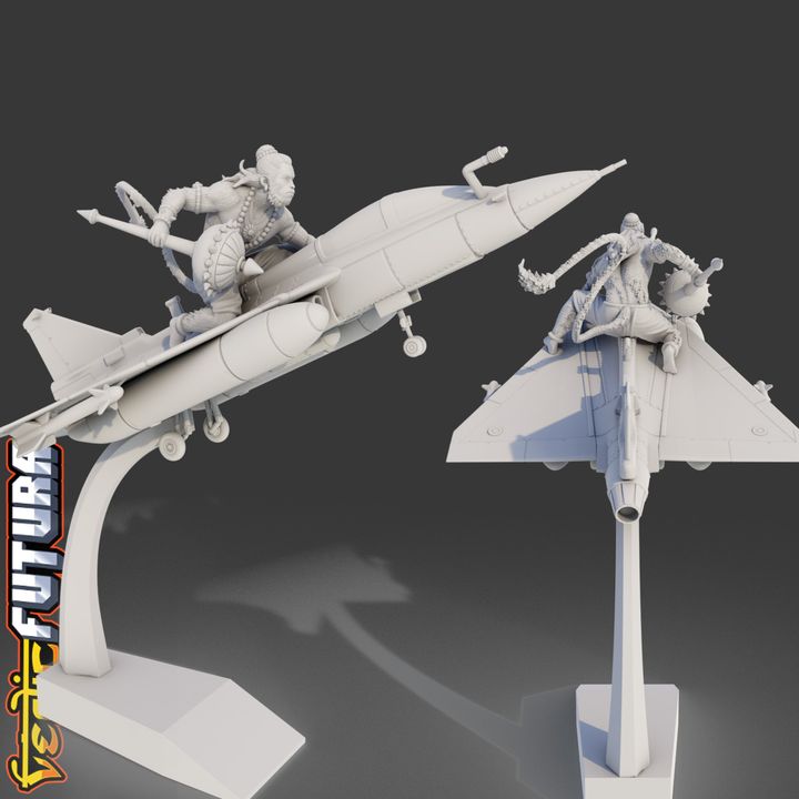 3D Printable Indian LCA-Mk2 Tejas Fighter-Jet with Hanuman by VedicFutura