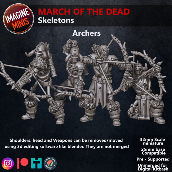 3D Printable March Of The Dead - Skeletons by Imagine Minis