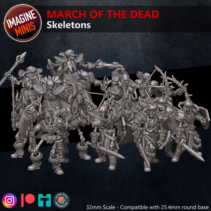 3D Printable March Of The Dead - Skeletons by Imagine Minis