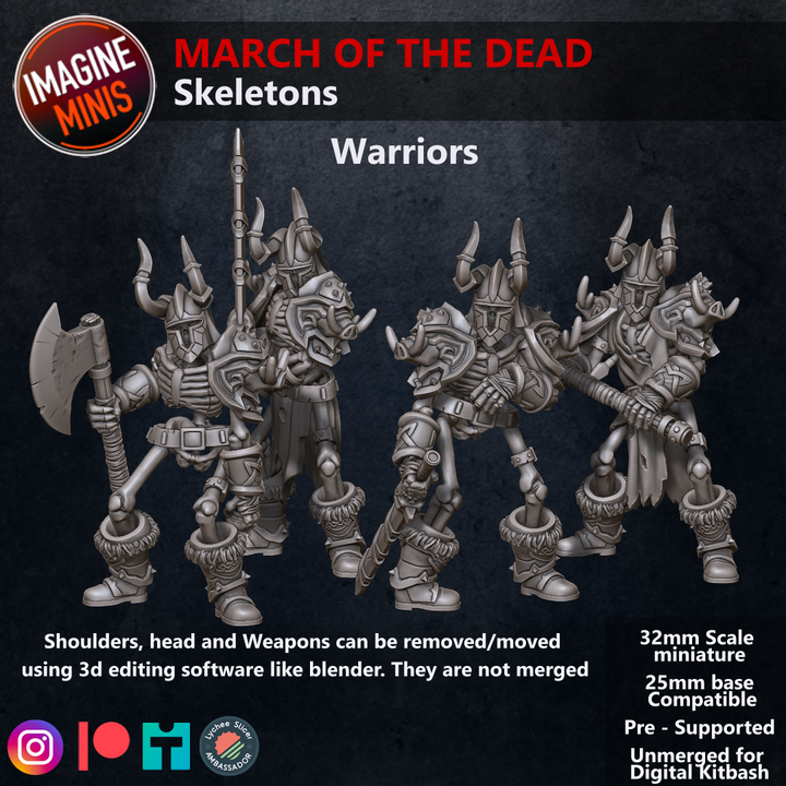 3D Printable March Of The Dead - Skeletons by Imagine Minis