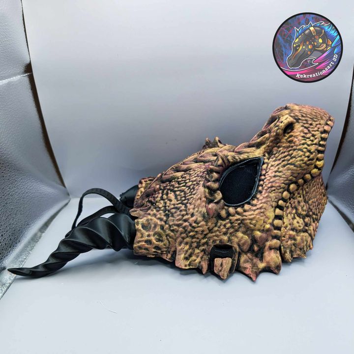 3D Printable Wearable Dragon Cosplay Mask by Kirsten M