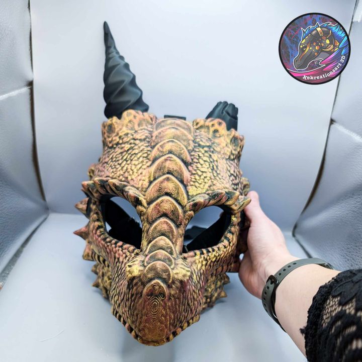 3D Printable Wearable Dragon Cosplay Mask by Kirsten M
