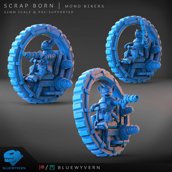 3D Printable Scrap Born - Mono Bikers by BlueWyvern
