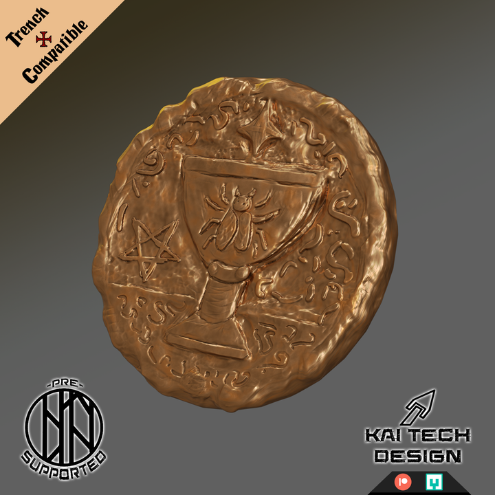 3D Printable Grail Coin - objective marker by Kaitech