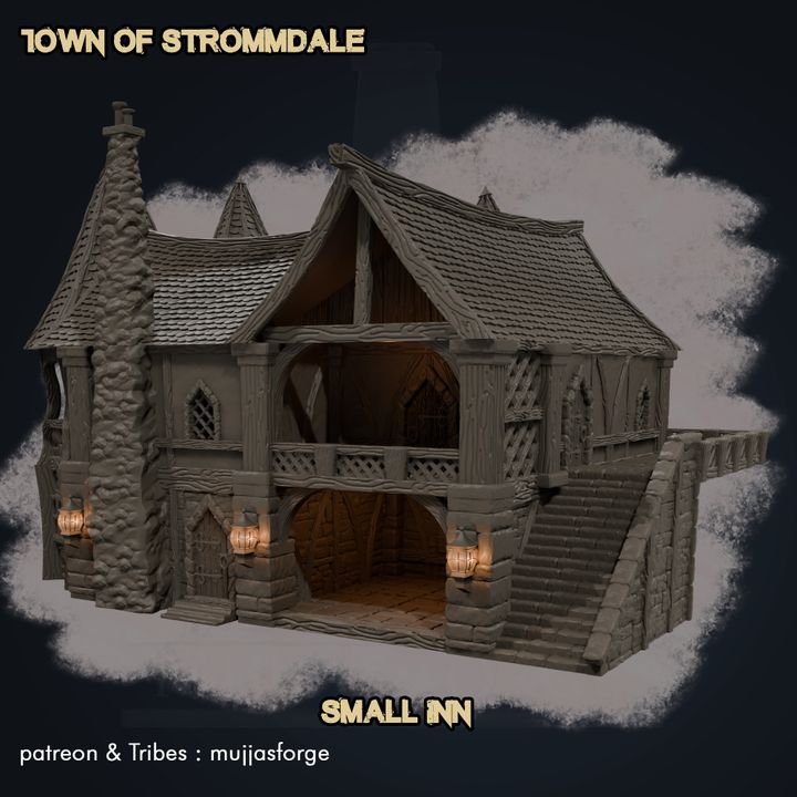 3D Printable town of strommdale - small Inn by MUJJA'S FORGE
