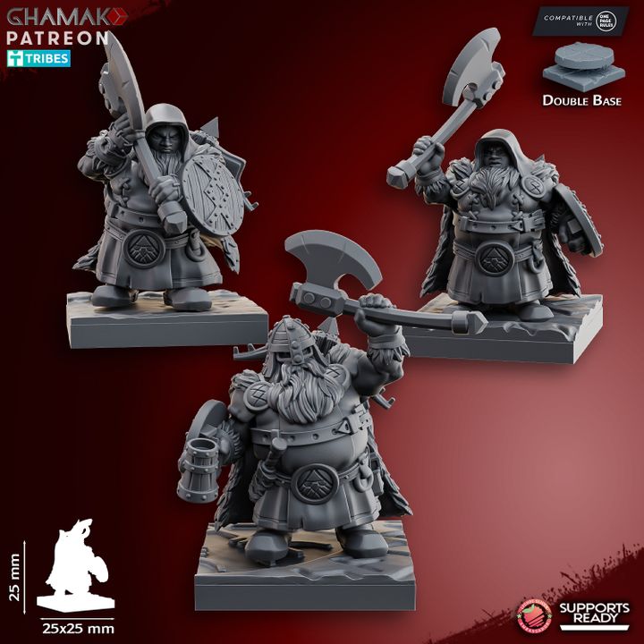 3D Printable Dwarf Rangers with axe by Ghamak