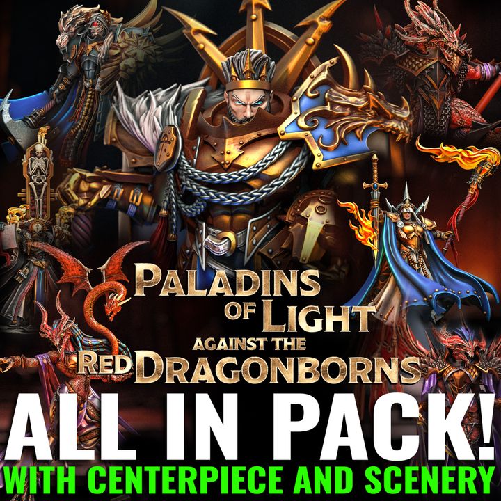 3D Printable Paladins of Light against the Red Dragonborns (with ...