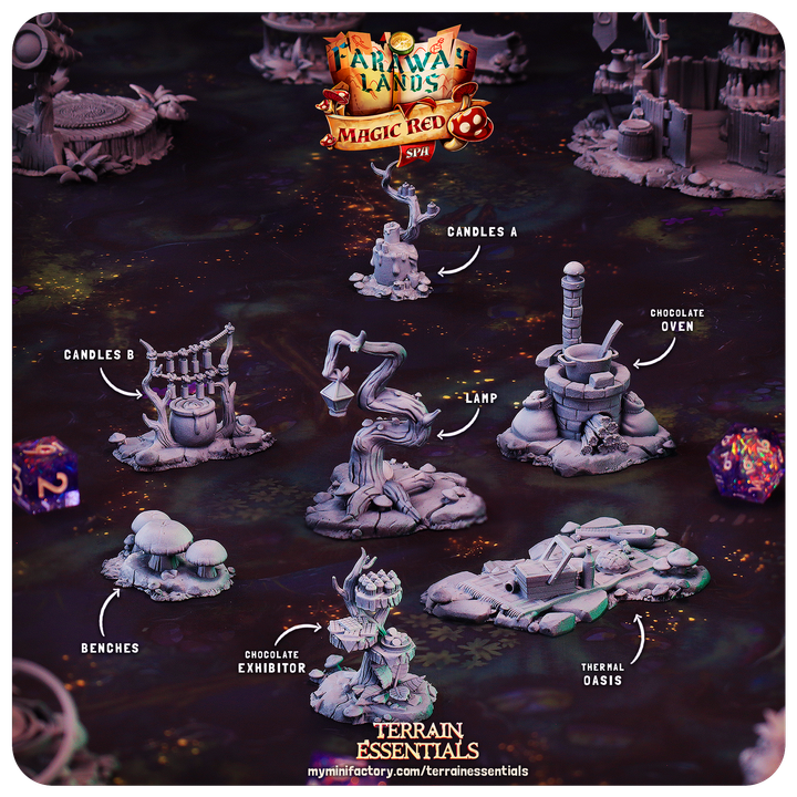 3D Printable Red Magic Terrain - Spa Accents Scatter (Pre-Supported) by ...