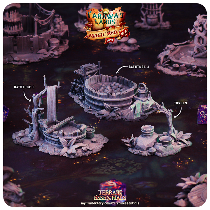 3D Printable Red Magic Terrain - Baths of Bliss (Pre-Supported) by ...