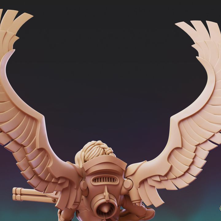 3D Printable Space Elf Soaring Falcons - Female Pose 1 by PSMiniatures