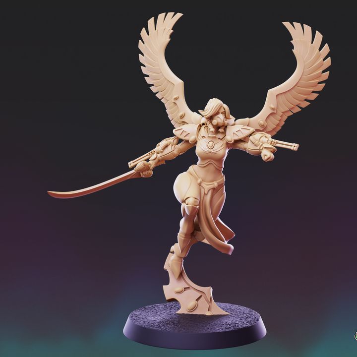 3D Printable Space Elf Soaring Falcons - Female Leader + Pinups by ...