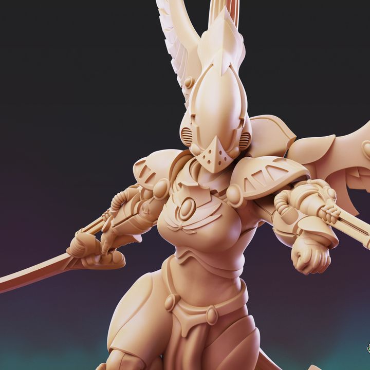 3D Printable Space Elf Soaring Falcons - Female Leader + Pinups by ...