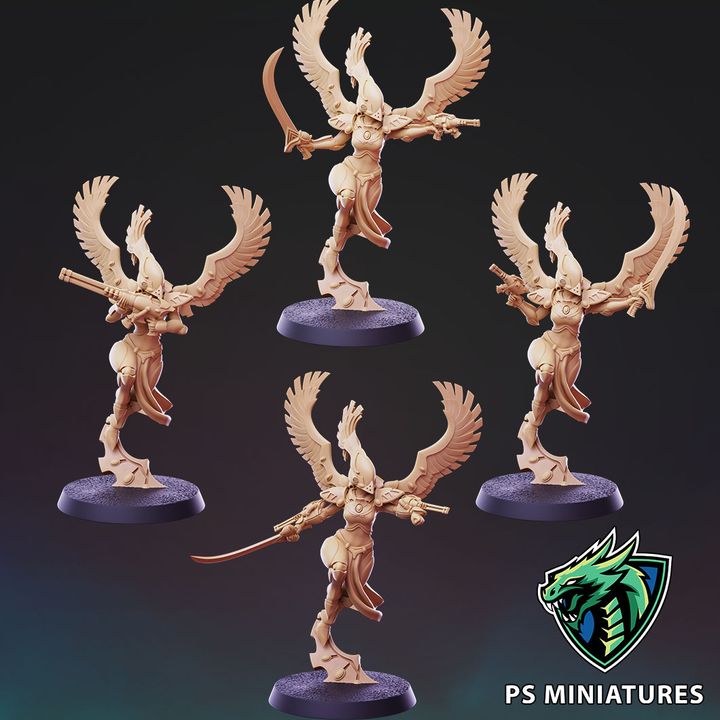 3D Printable Space Elf Soaring Falcons - Female Leader + Pinups by ...
