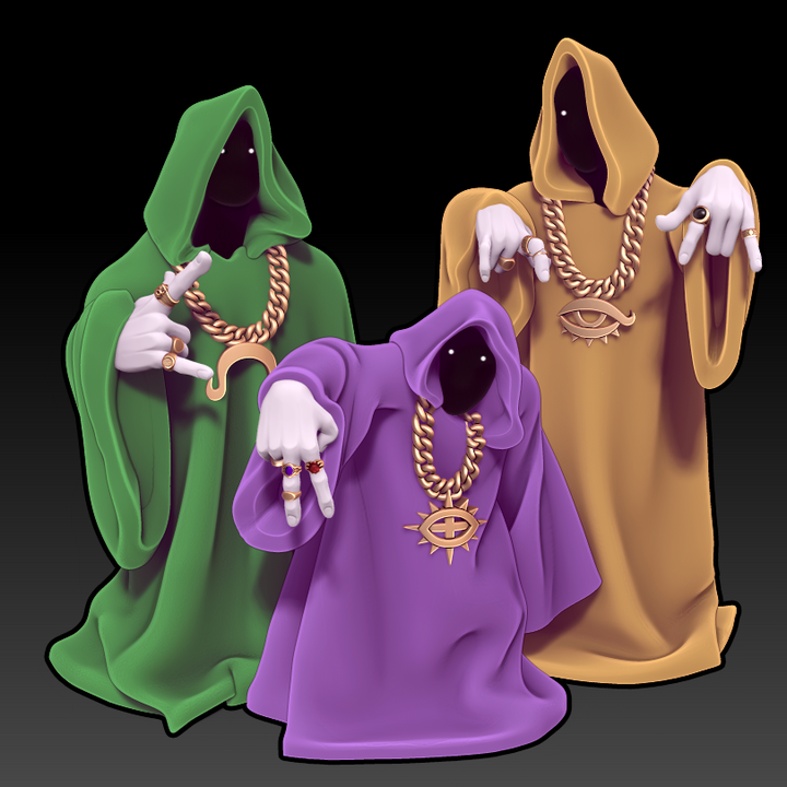 3D Printable Shadow Money Wizard Gang by Twin Goddess Miniatures