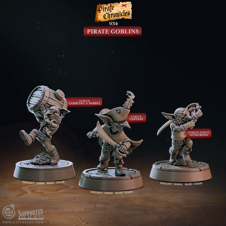 3D Printable Pirate Goblins (Pre-Supported) | Cast n Play by Cast n Play