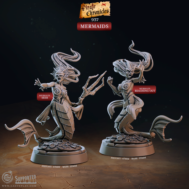 3D Printable Mermaids (Pre-Supported) | Cast n Play by Cast n Play