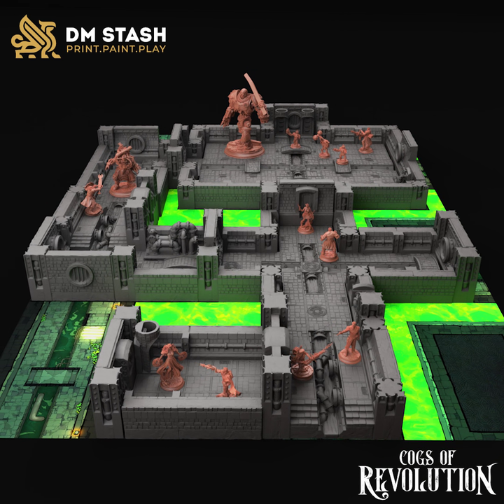 3D Printable Modular Sewer Terrain Set - Grimgate Sewers by DM Stash