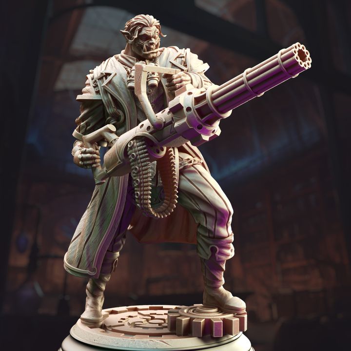 3D Printable Dapper Half-Orc Artificer - Tomas Lumens by DM Stash