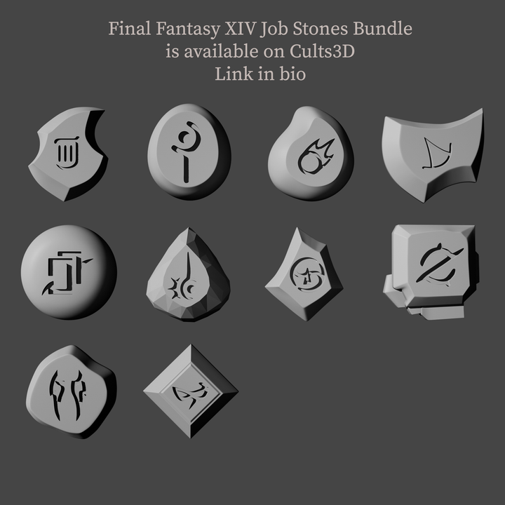 3D Printable White Mage Job Stone Final Fantasy XIV by Belkin Crafts