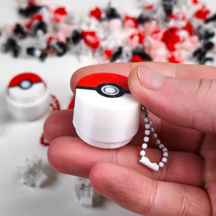 3D Printable PokéBall Fidget Clicker Set Keychain by Clickify 3D