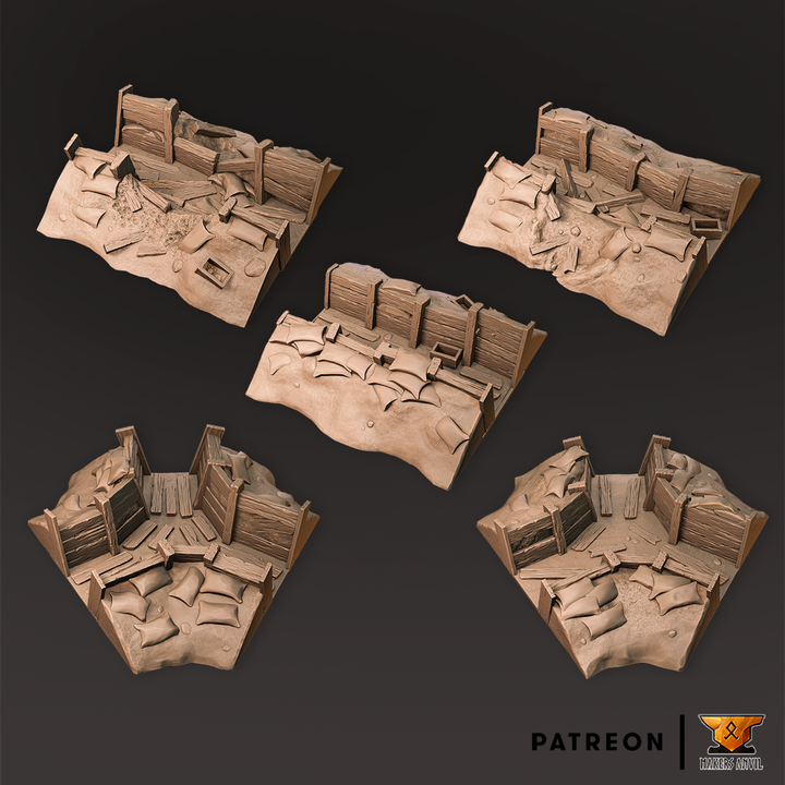 3D Printable Trenched Battlefield - Aditional trenches by Makers Anvil