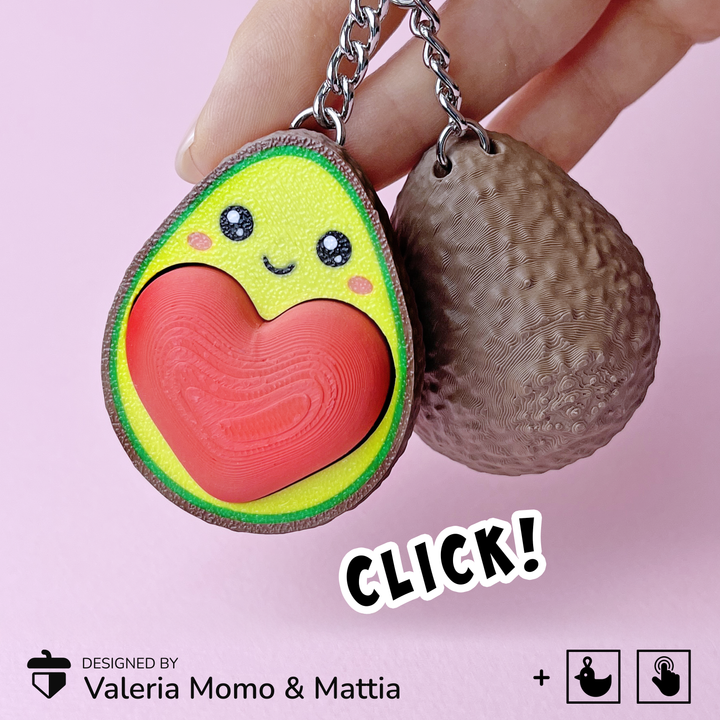3D Printable Avocado Clicker Heart ️🥑 Keychain, Romantic San Valentine ...