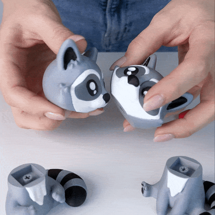 3D Printable Cute Raccoon Clicker, 🦝 ️ with Heart and w/o Heart! Fun ...