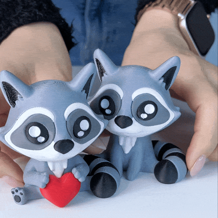 3D Printable Cute Raccoon Clicker, 🦝 ️ with Heart and w/o Heart! Fun ...