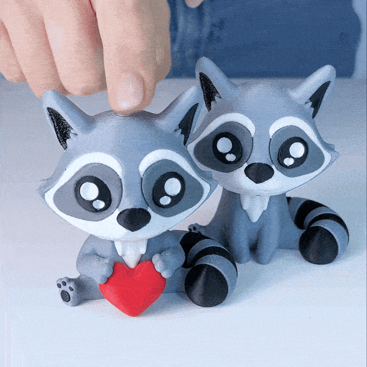 3D Printable Cute Raccoon Clicker, 🦝 ️ with Heart and w/o Heart! Fun ...