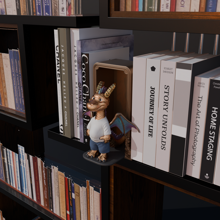 3D Printable Cute Dragon Book Nook by Studio Tridimen