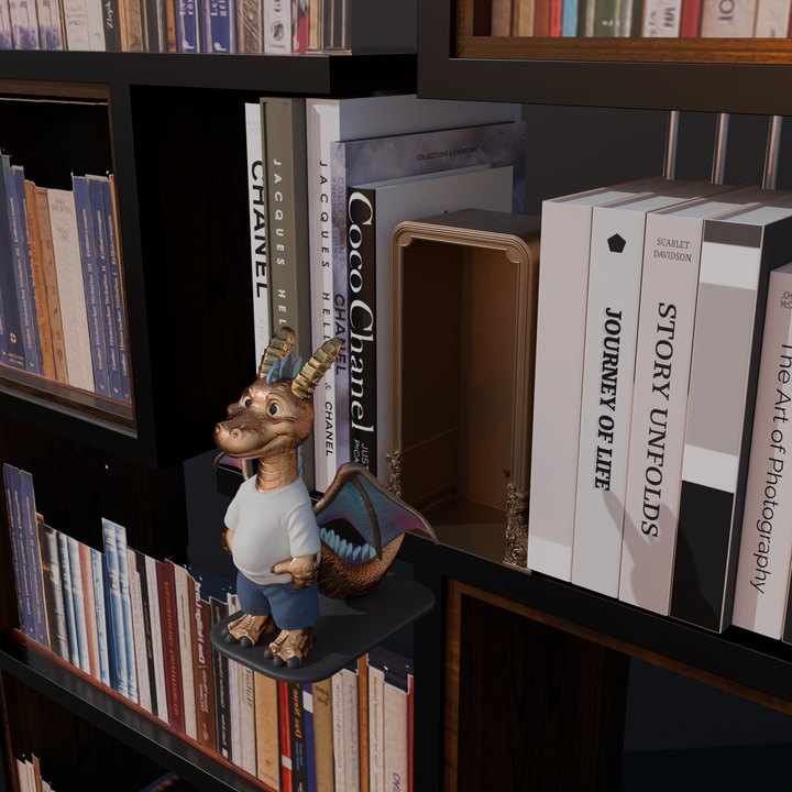 3D Printable Cute Dragon Book Nook by Studio Tridimen