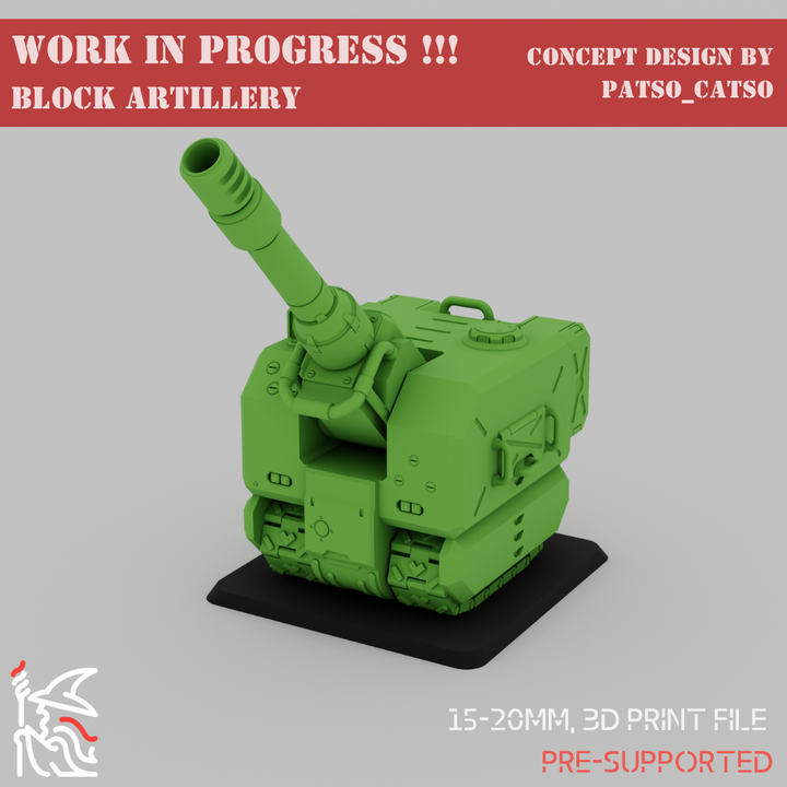3D Printable [Block Army] Block Artillery by Filamentio