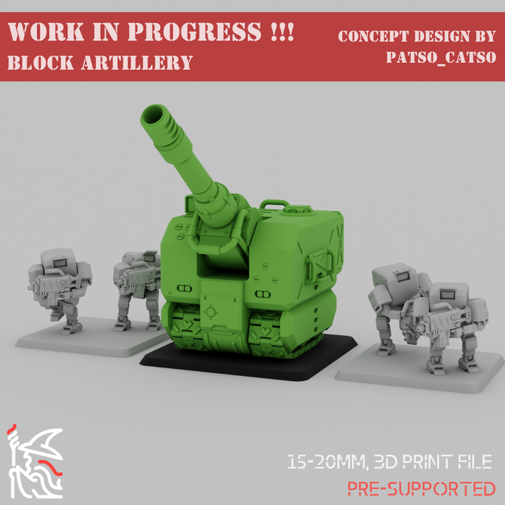 3D Printable [Block Army] Block Artillery by Filamentio