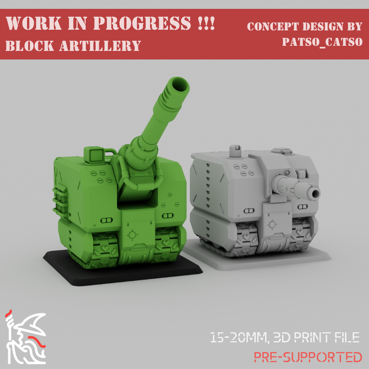 3D Printable [Block Army] Block Artillery by Filamentio