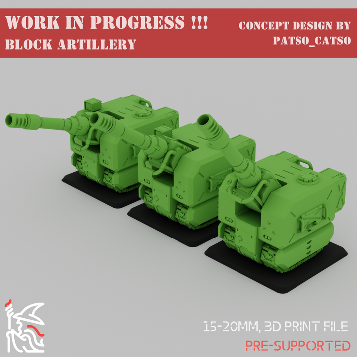 3D Printable [Block Army] Block Artillery by Filamentio
