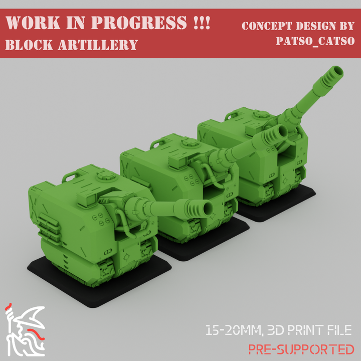 3D Printable [Block Army] Block Artillery by Filamentio