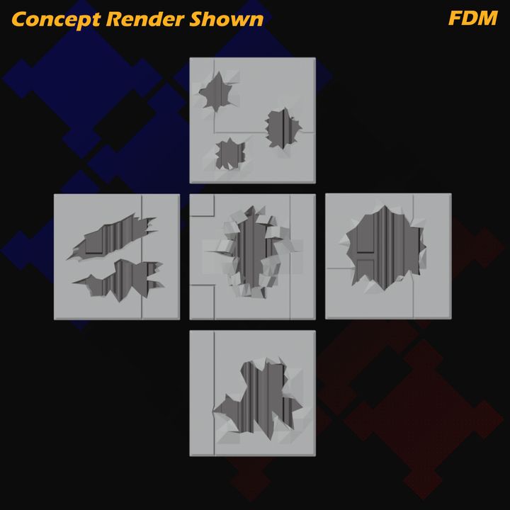 3D Printable GridForge Tiles - Sci-fi Battle Damage Tiles by That ...