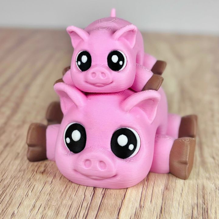 3D Printable Pig Flexi + Muddy Pig 💗🐷 by SugarPaws3D