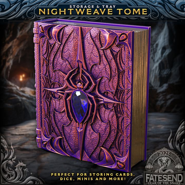 3D Printable Nightweave Tome - SUPPORT FREE! (New Tome Dice Tower Tray ...